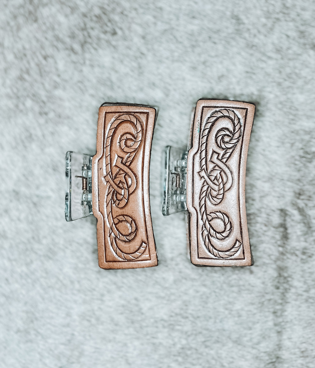 Horseshoe Rope Tooled Leather Claw Clip – Cowbabes Designs