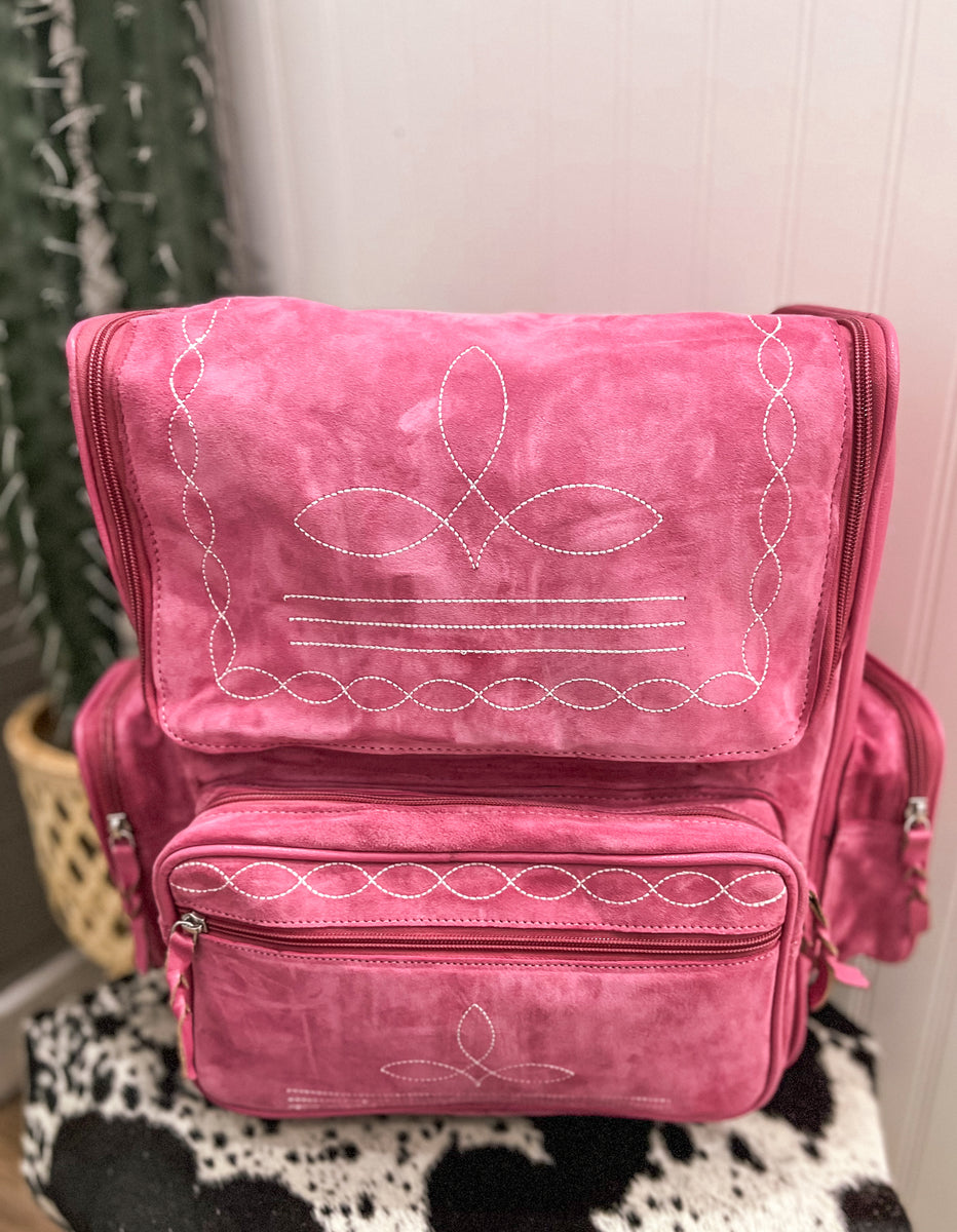 Boot Stitch Leather Backpack *Pink – Cowbabes Designs