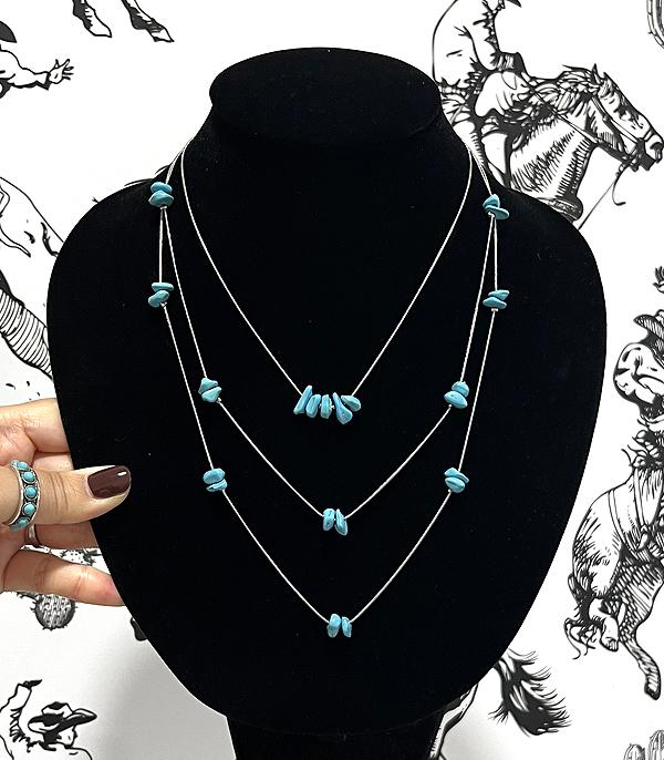 Turquoise Multi Strand Layered Necklace – Cowbabes Designs